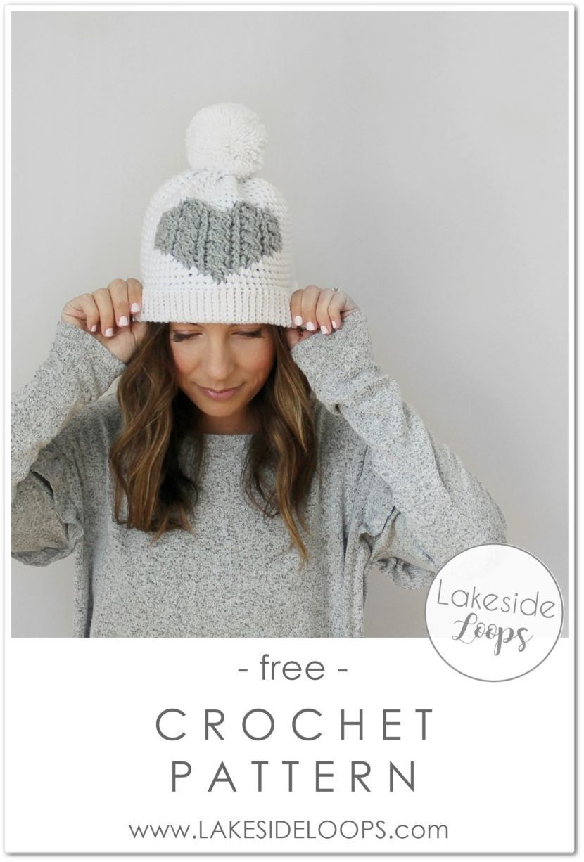 Henley Crochet Cable Heart Hat – FREE pattern – Lakeside Loops