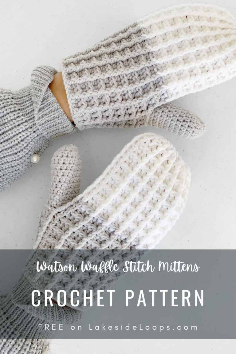 Watson Waffle Crochet Mittens – FREE Pattern – Lakeside Loops